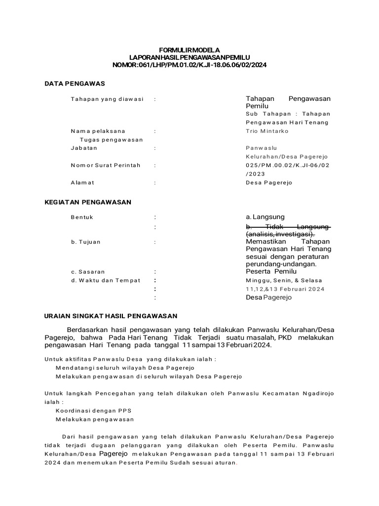 Form A Hari Tenang Pdf