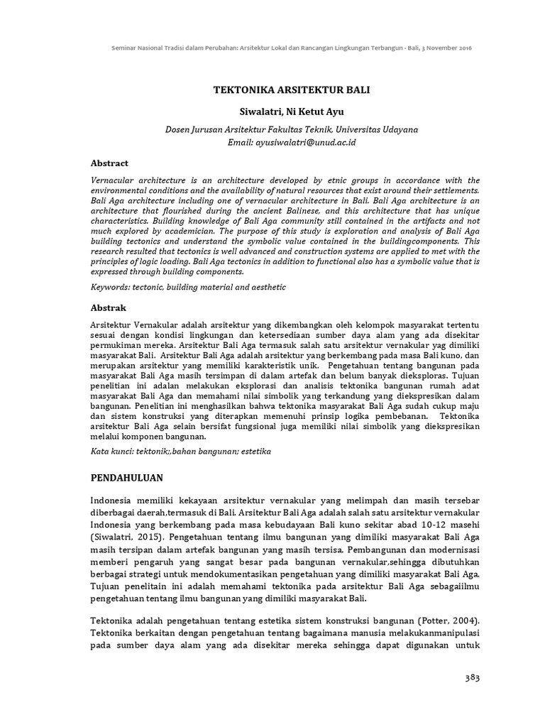 Tektonika Arsitektur Bali | PDF