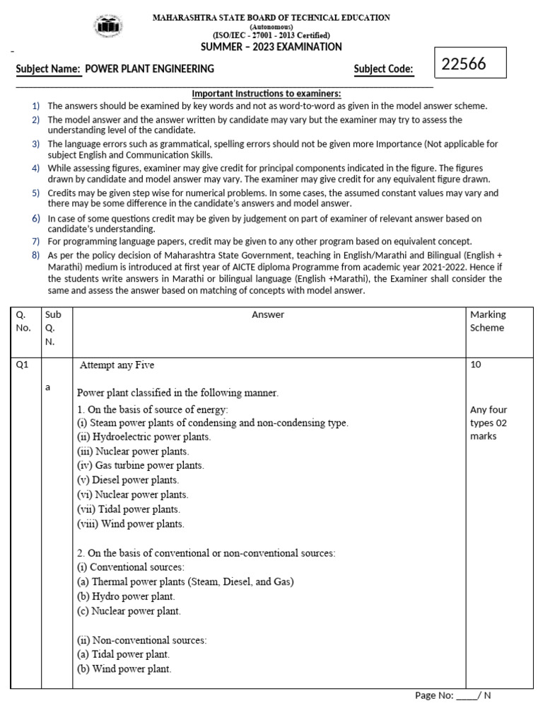 PPE S23 Model Answer Paper | PDF | Cogeneration | Power Station