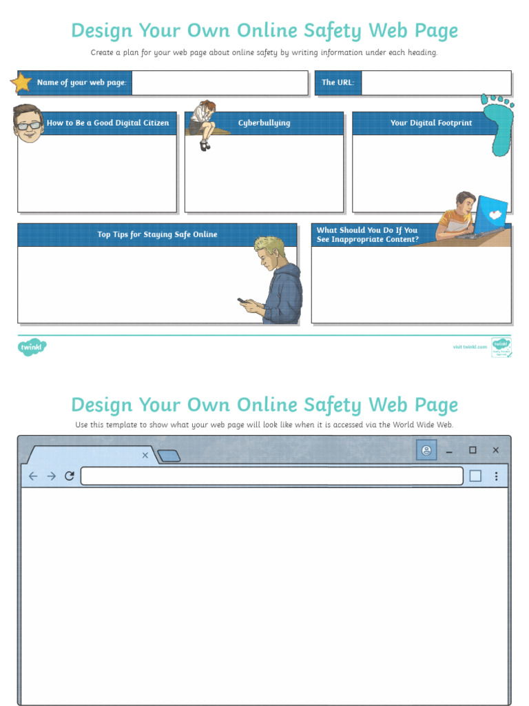 Design Your Own Online Safety Web Page LKS2 - Activity Sheet SE | PDF