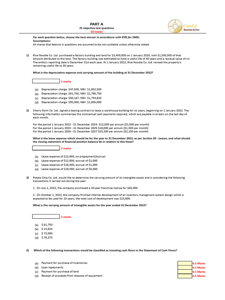 IFRS for SMEs: Financial Questions Guide | PDF | Expense | Loans