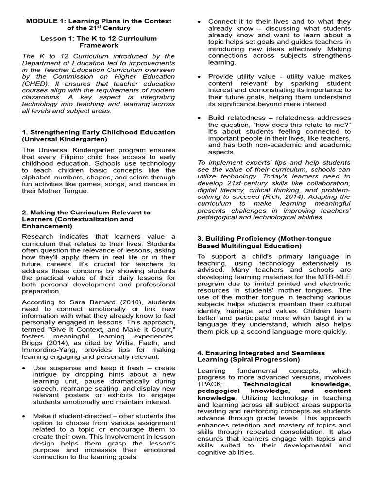 MODULE 1 - Learning Plans in The Context of The 21st Century | PDF ...