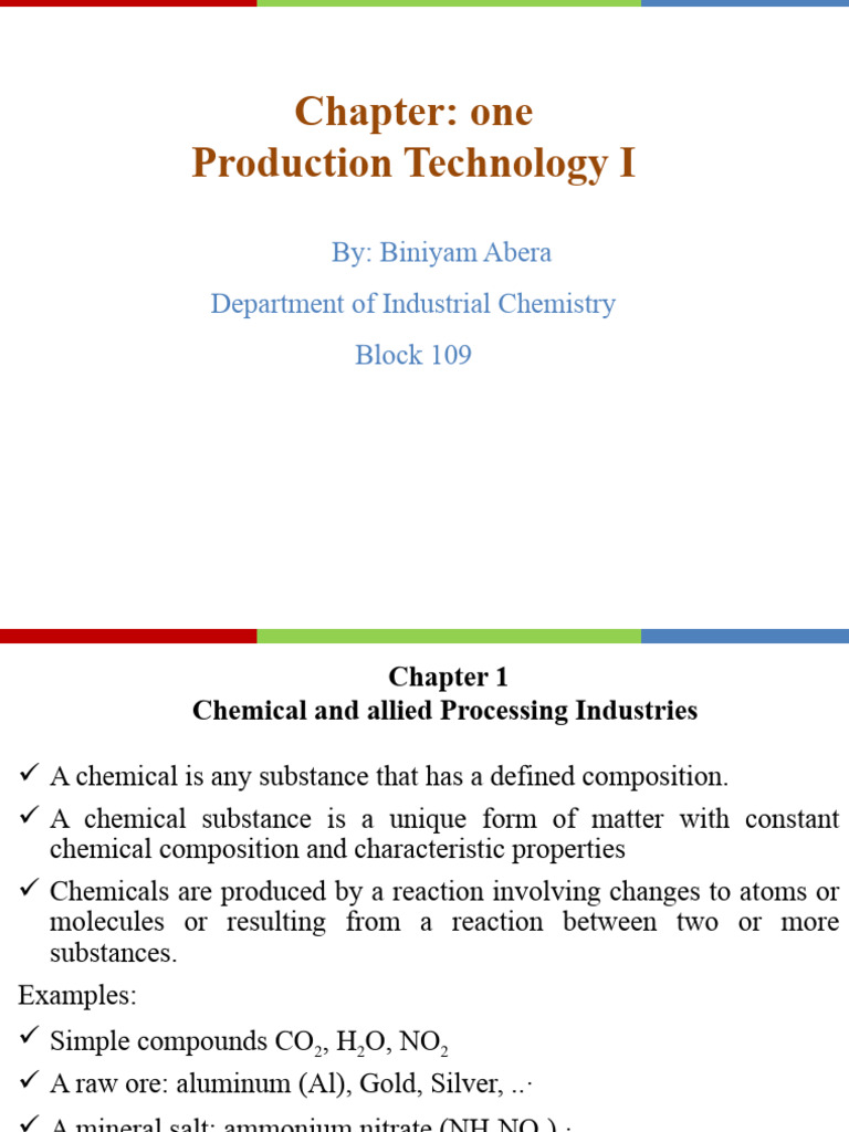Chapter 1 For Production Technology | PDF | Chemical Reactions ...