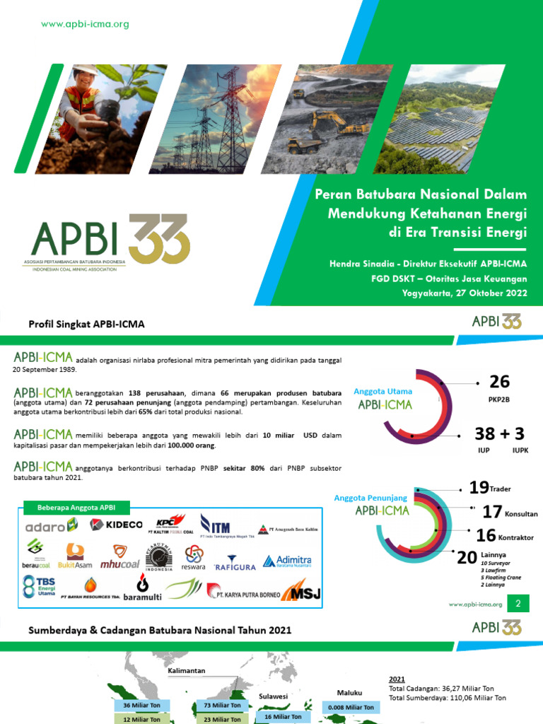 APBI - Peran Batubara Nasional Dalam Mendukung Ketahanan Energi Di Era Transisi Energi | PDF