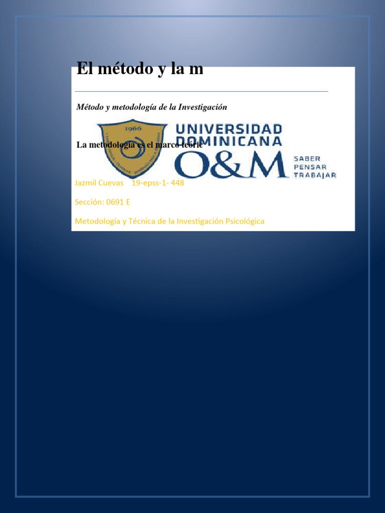 El Metodo y La Metodologia de La Investigacion | PDF | Método científico | Experimentar