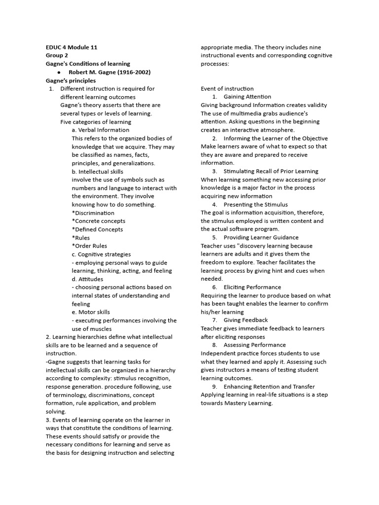 Fact Sheet Educ 4 1 | PDF | Learning | Cognition
