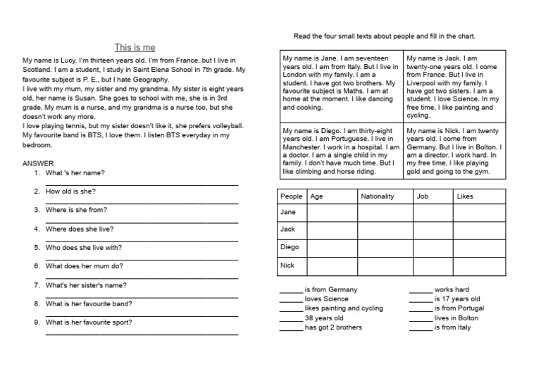 Revision- reading comprehension | PDF