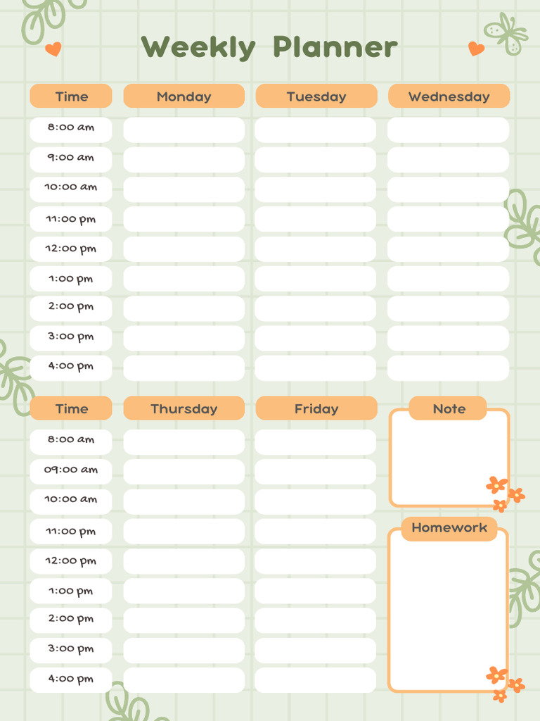 Weekly Time Management Planner | PDF