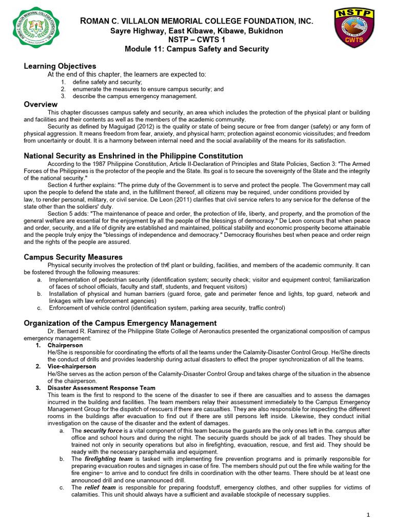 NSTP-CWTS-1-Module-11 | PDF | Earthquakes | Emergency Management NSTP-CWTS-1-Module-11 | PDF | Earthquakes | Emergency Management