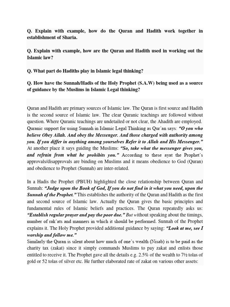 Quran and Hadith in Islamic Law | PDF | Hadith | Prophets And ...