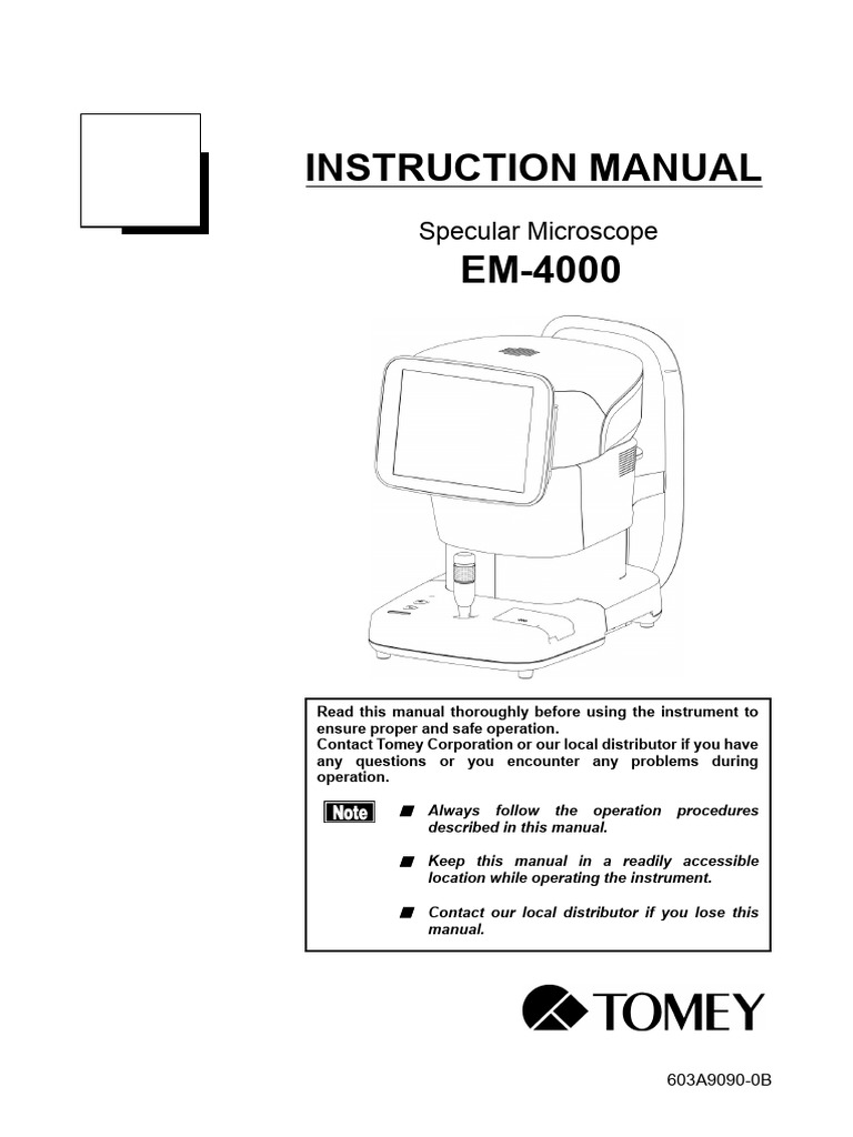 Tomey EM-4000 Specular Microscope Manual | PDF | Network Switch ...