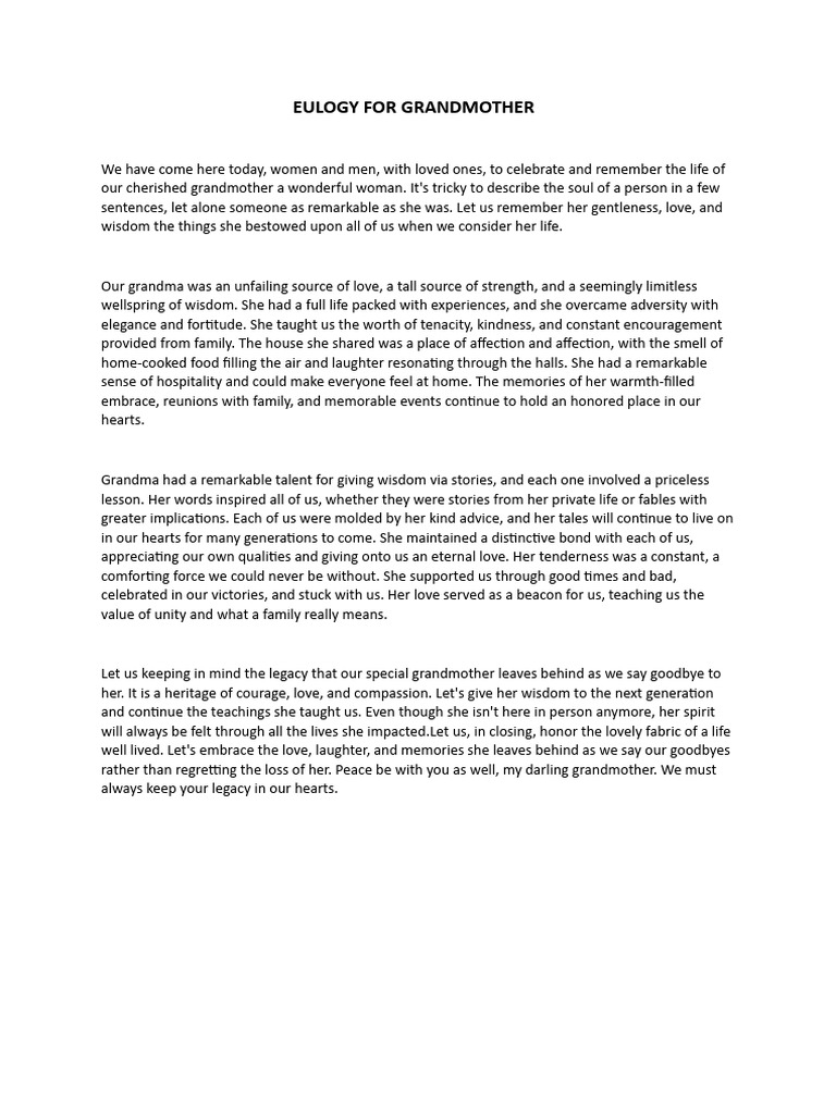 Eulogy For Grandmother | PDF