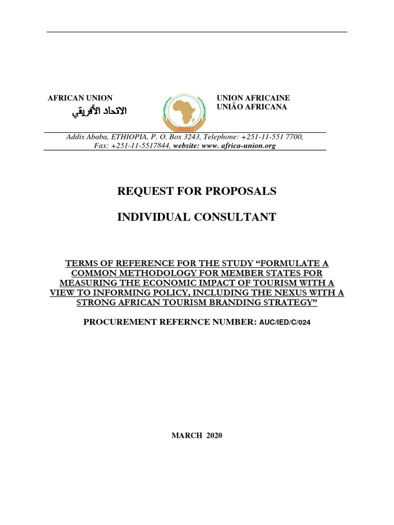 RFP - Consultancy Services To Undertake Study For Common Methodology For Measuring The Economic ...
