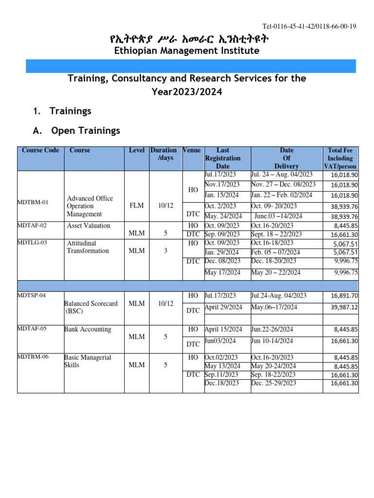EMI Training Schedule 2023/2024 | PDF | Educational Technology | Leadership