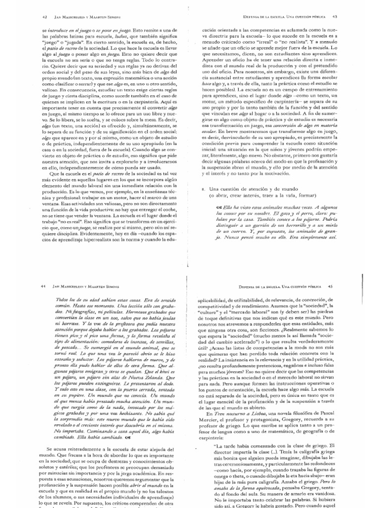 3.simons y Masschelein - Defensa de La Escuela Cap 2 Seleccionar ...