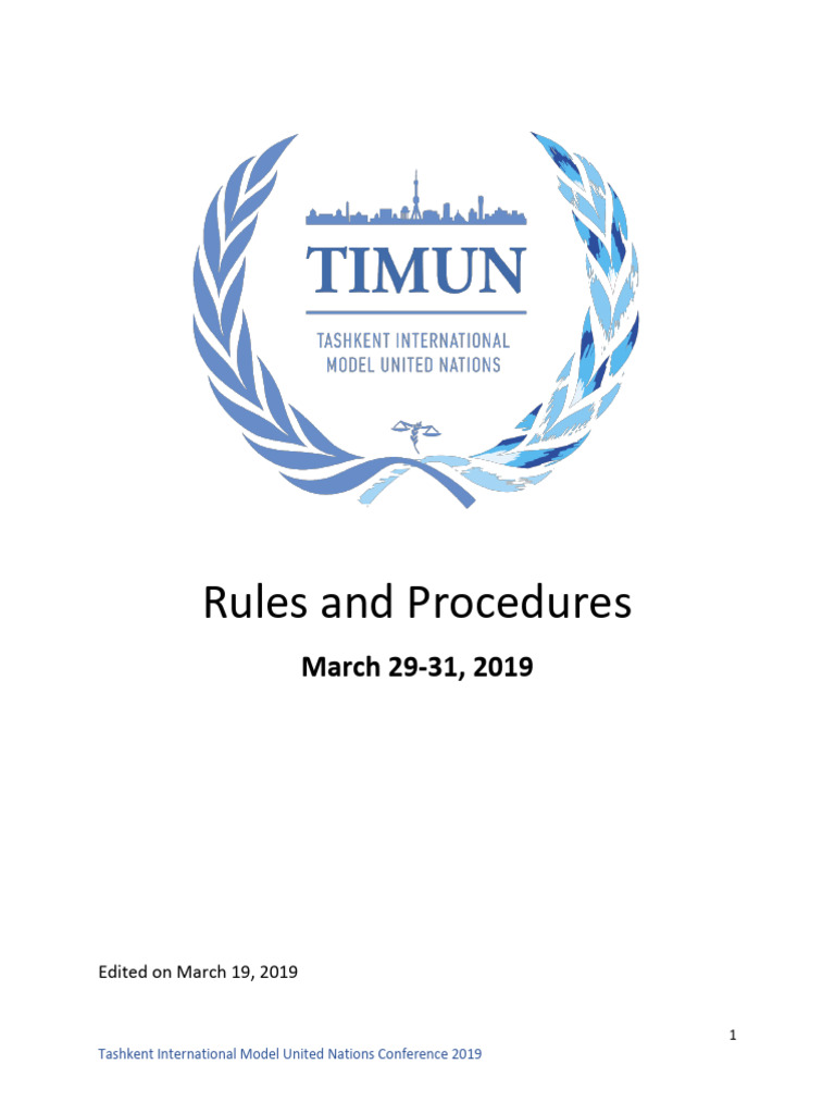Rules of Procedures of TIMUN 2019 | PDF | Committee | United Nations ...