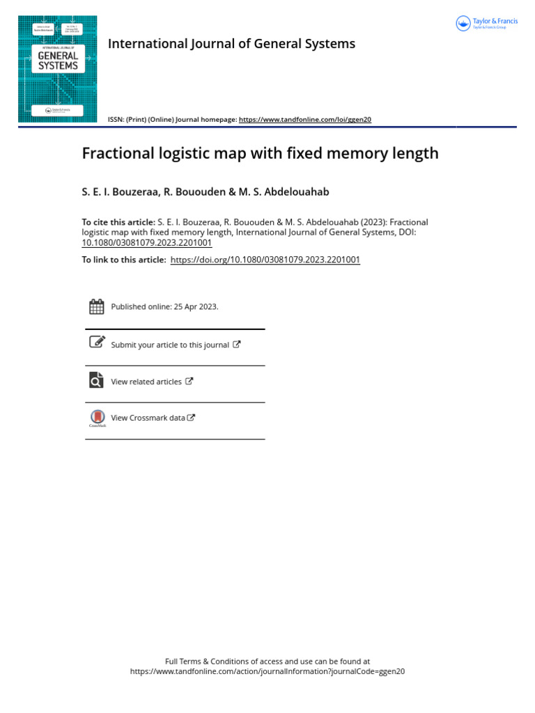 Fractional logistic map with fixed memory length | PDF | Chaos Theory | Applied Mathematics