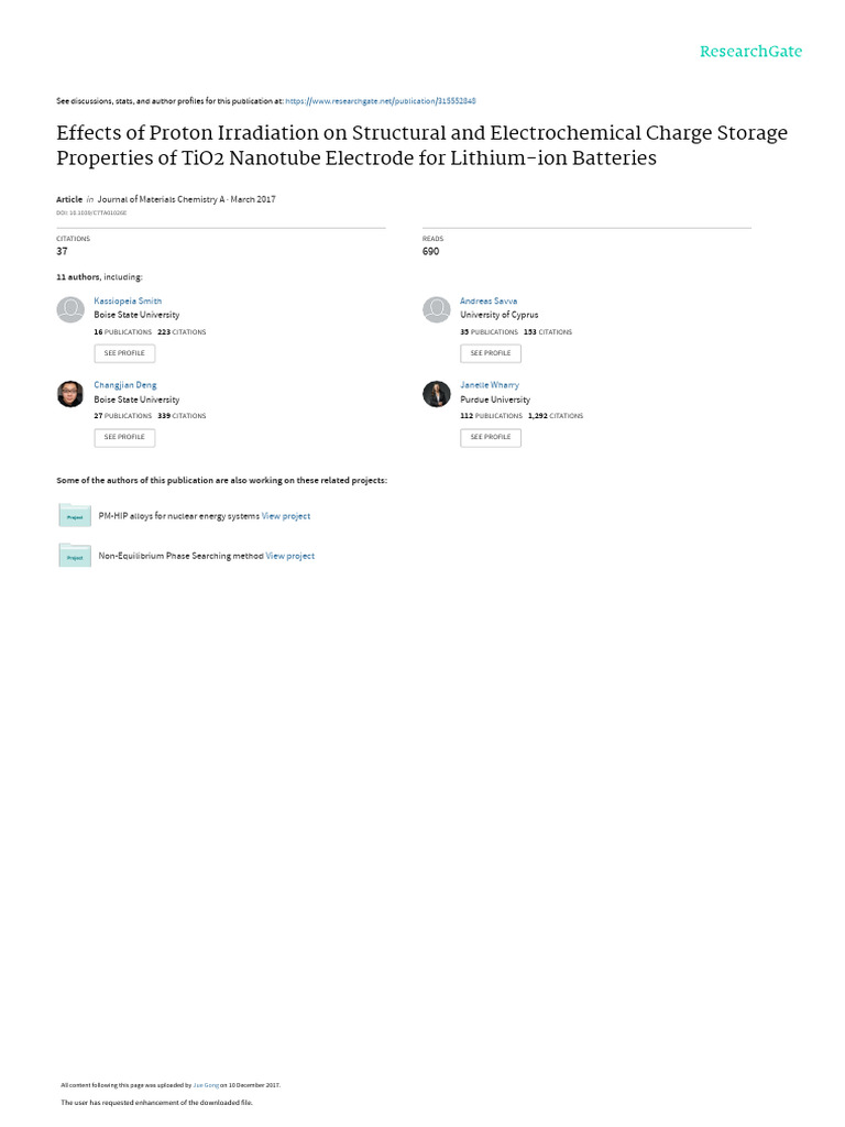 Effects of Proton Irradiation On Structural and Electrochemical Charge ...