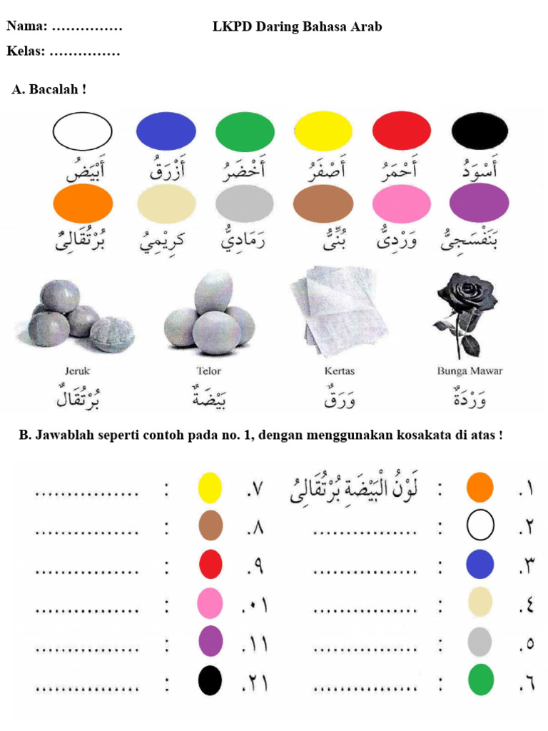 LKPD Daring B.arab | PDF | Kajian Bahasa Asing