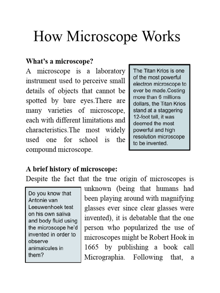 How Microscope Works | PDF | Microscope | Glass Engineering And Science