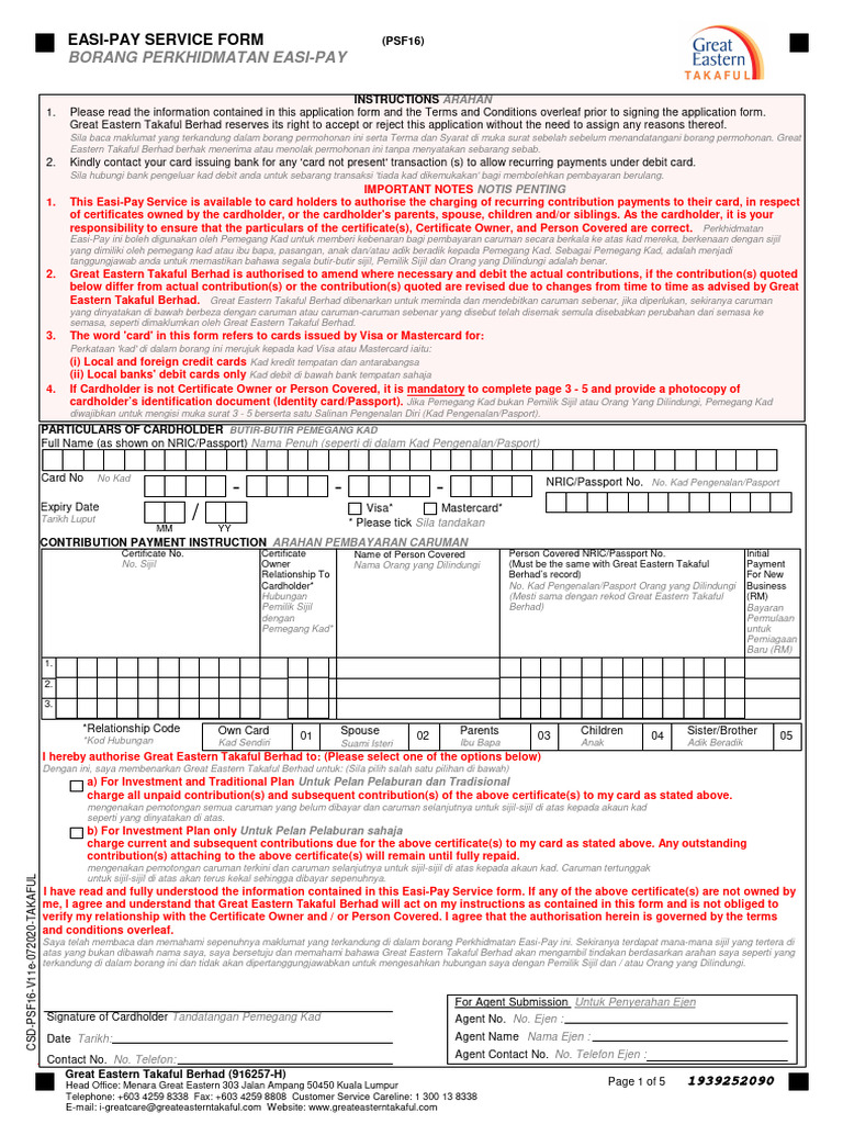 Easy Pay Form | PDF