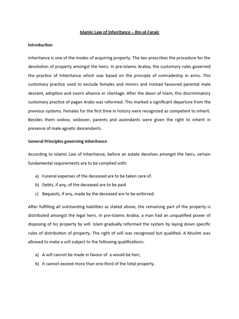 Islamic Law of Inheritancee | PDF | Inheritance | Sharia