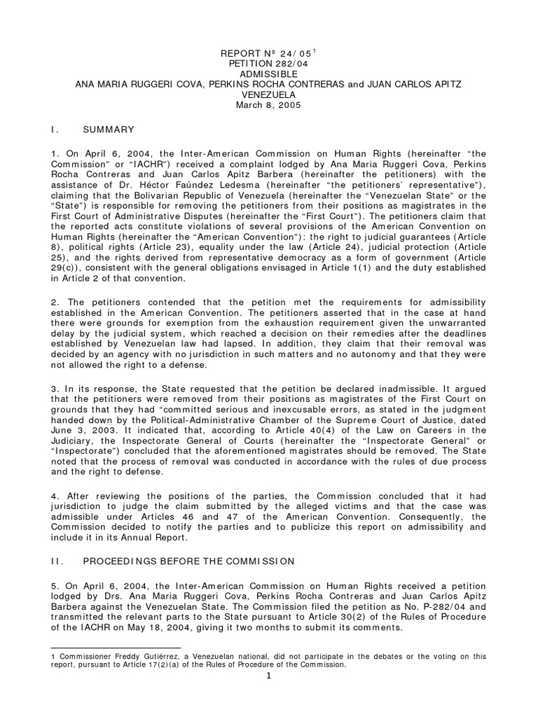 Admissibility of Petition Against Venezuela | PDF | Supreme Court Of ...