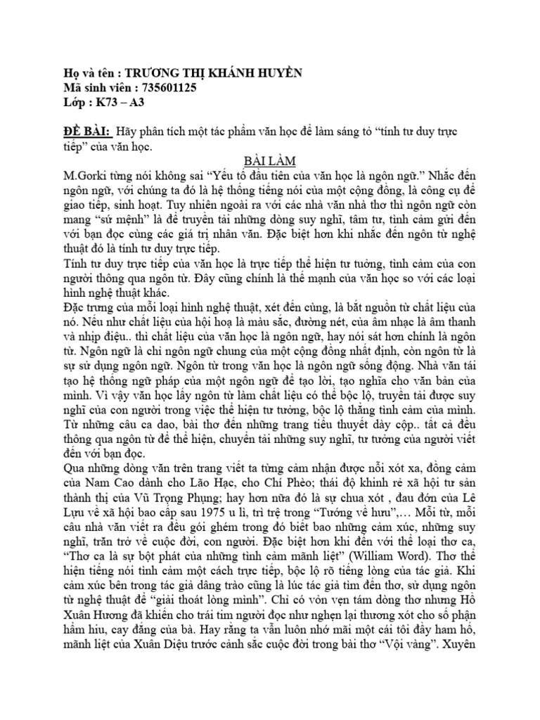 KH - Đề LLVH 1 | PDF