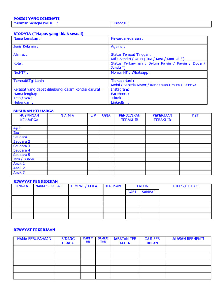 Form Interview Outlet - Malang | PDF