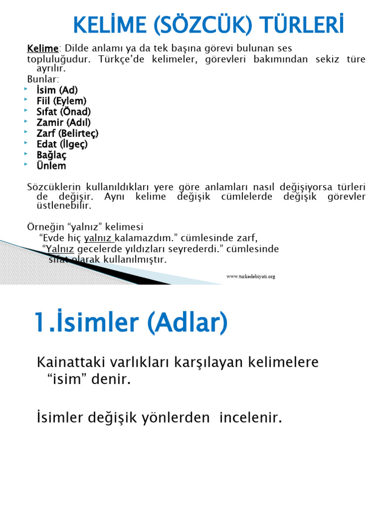 Sozcuk Turleri Sunusu | PDF