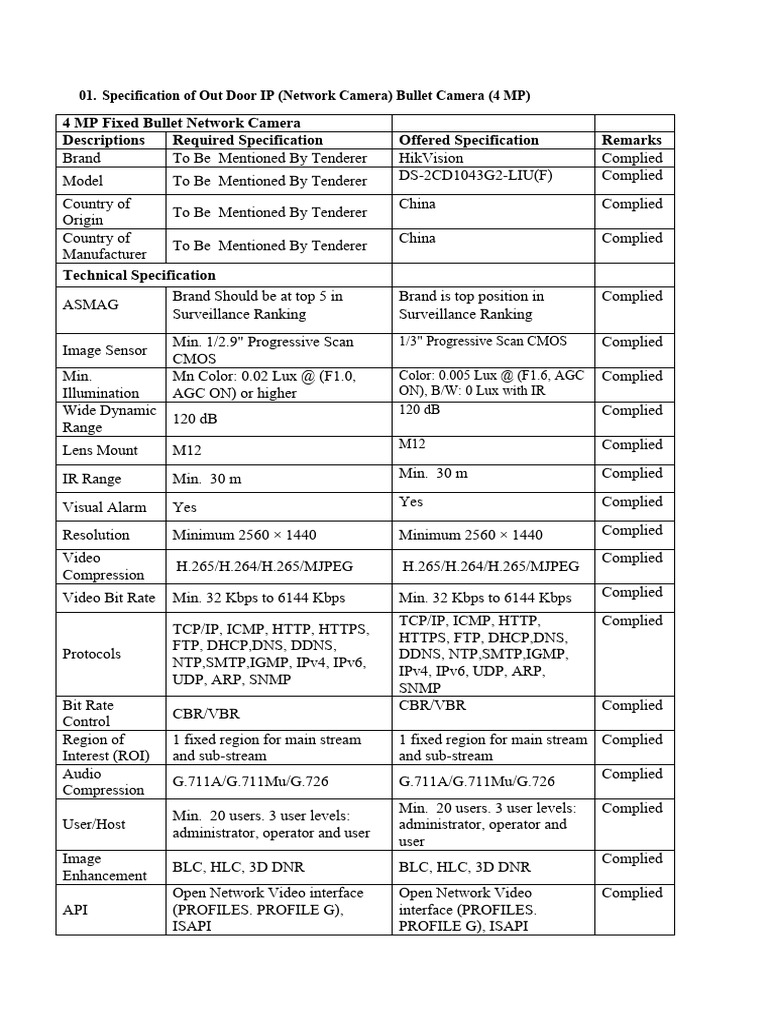 Technical Evaluation CCTV | PDF | Mains Electricity | Hdmi
