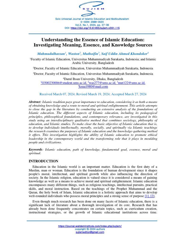 Understanding The Essence of Islamic Education | PDF | Knowledge | Quran