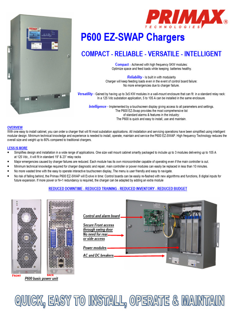 P600e Ezswap 30 1 | PDF | Battery Charger | Electrical Engineering