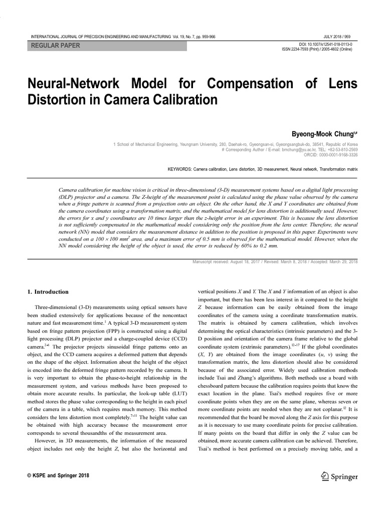 Neural-Network Model For Compensation of Lens | PDF | Camera