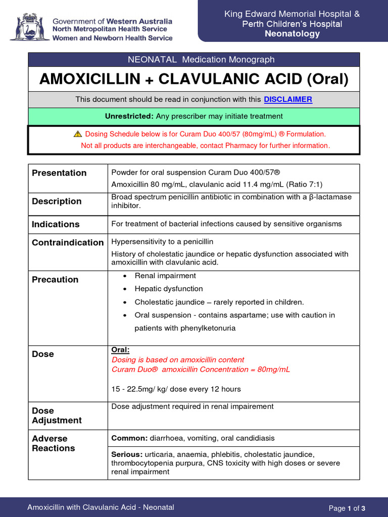Amoxicillin and Clavulanic Acid | PDF | Medicine | Drugs