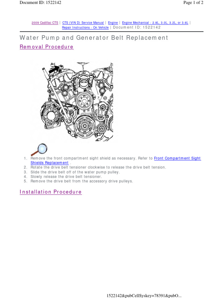 2.8L, 3.0L, 3.2L, or 3.6L - Repair Instructions - On Vehicle | PDF | Belt (Mechanical ...