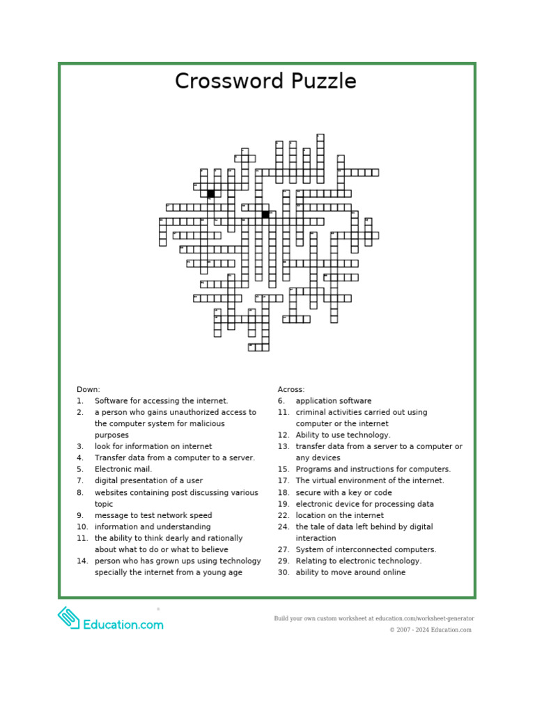 Crossword Puzzle | PDF | Computer Network | Internet