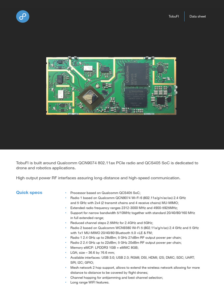 TobuFi Datasheet Preliminary (1) 1 | PDF | Ieee 802.11 | Wi Fi