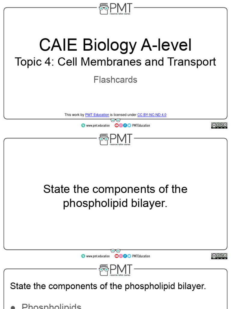 Flashcards - Topic 4 Cell Membranes and Transport - CAIE Biology A ...