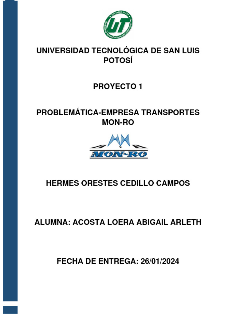 Problemática Empresa Transportes Mon-ro Acosta Loera Abigail Arleth | PDF