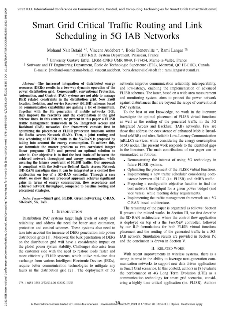 Smart Grid Critical Traffic Routing And Link Scheduling In 5g Iab Networks Pdf Computer