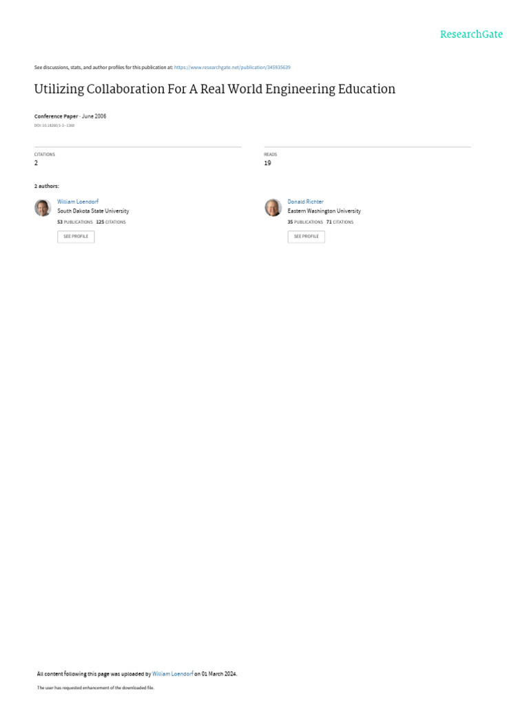 Utilizing Collaboration For A Real World Engineering Education | PDF ...