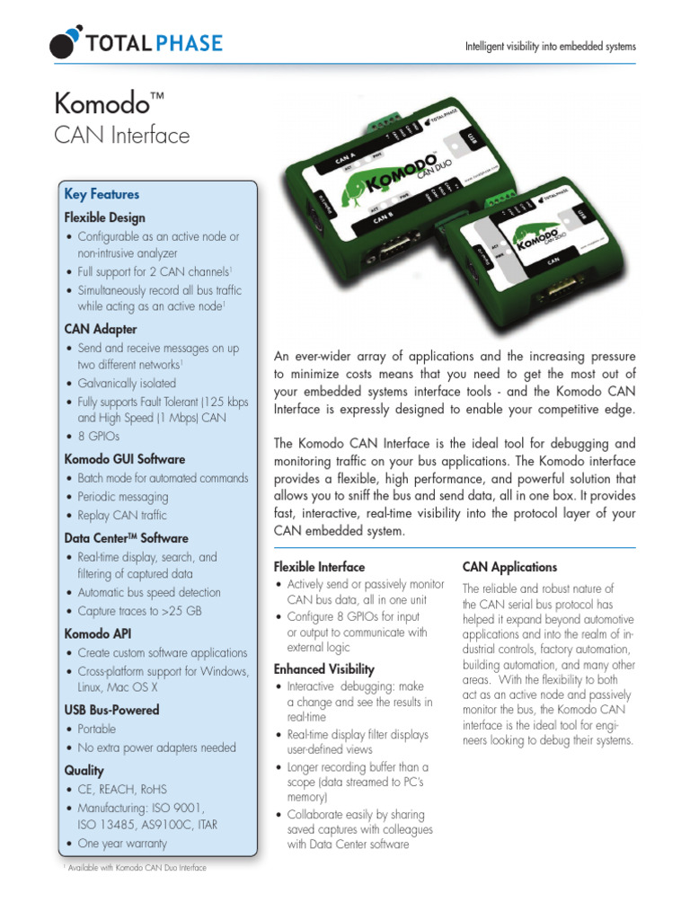 TP Komodo CAN Interface-Datasheet | PDF | Graphical User Interfaces | Usb