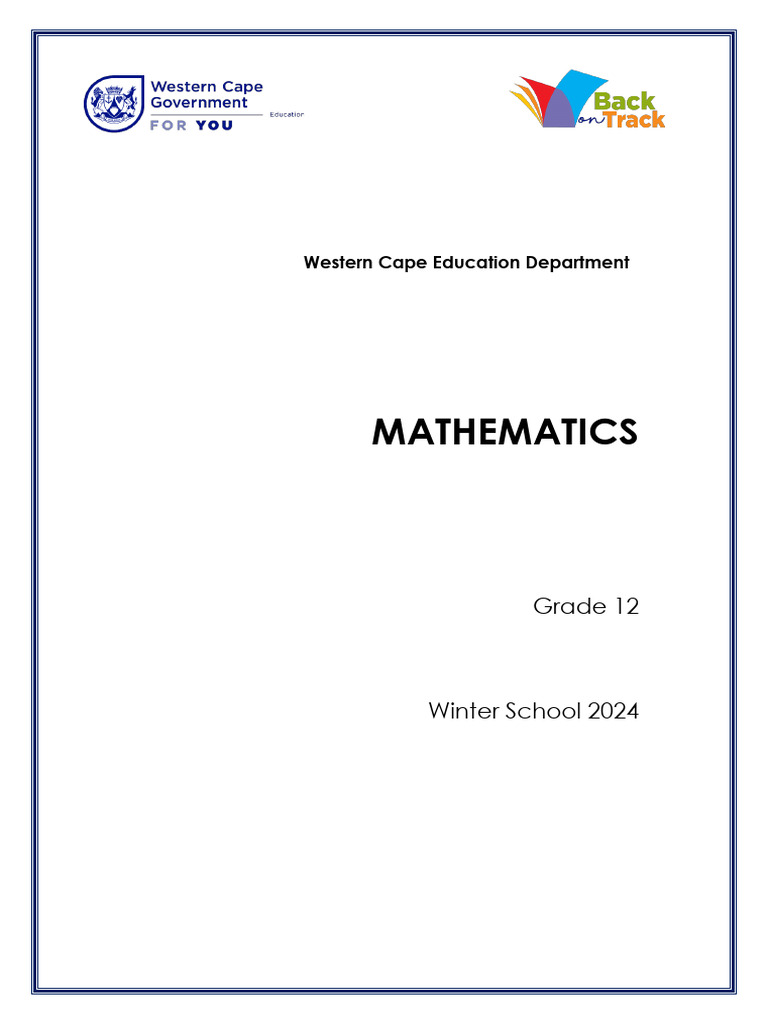 Mathematics 2024 BOT Winter School Grade 12 Learne - 240522 - 103501 ...