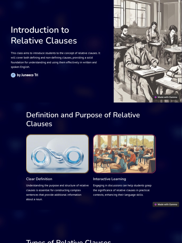 Introduction To Relative Clauses | PDF | Clause | Information