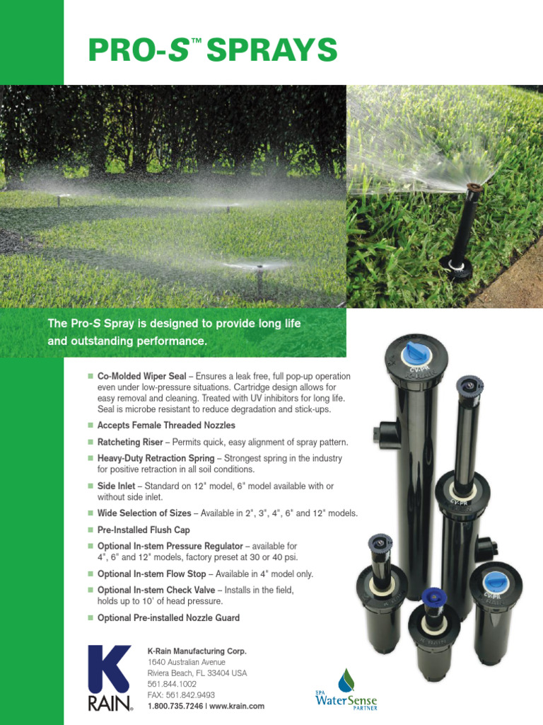 Aspersor - 78004-GUARD - ProS Sprays Product Brochure | PDF | Valve | Mechanical Engineering