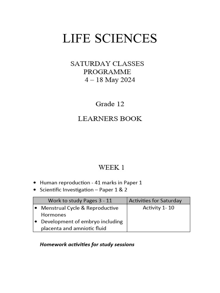 Life Sciences Teacher Booklet Saturdays Term 2 - 2024 For Level 1 & 2 ... Life Sciences Teacher Booklet Saturdays Term 2 - 2024 For Level 1 & 2 ...