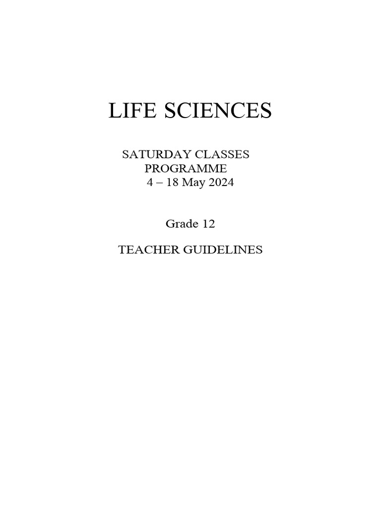 Life Sciences Teacher Booklet Saturdays Term 2 - 2024 For Level 1 & 2 ...