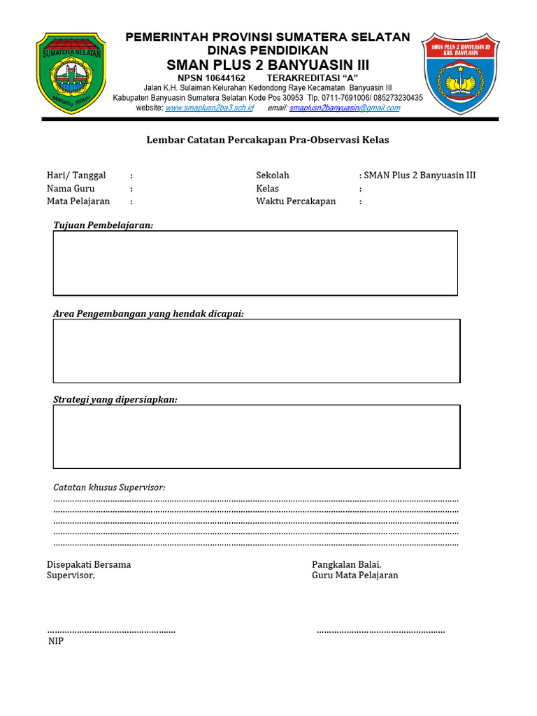 Lembar Catatan Percakapan Pra-Observasi, Observasi Dan Pasca | PDF