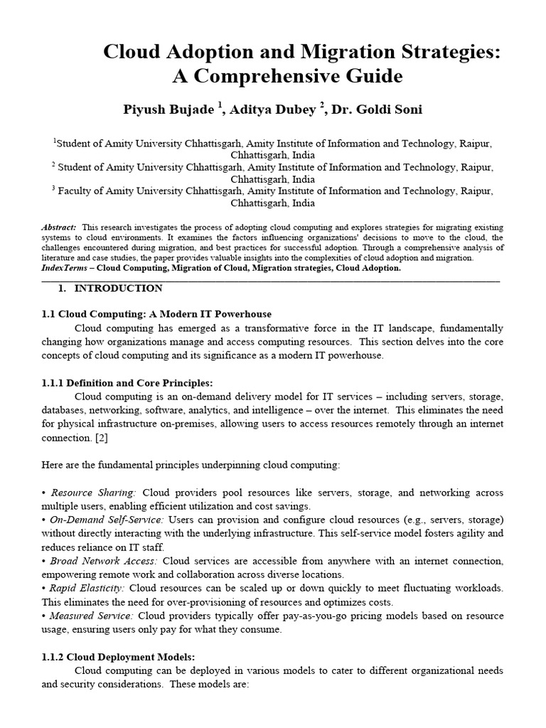 Cloud Adoption and Migration Strategies A Comprehensive Guide by BantaiBujade | PDF | Cloud ...